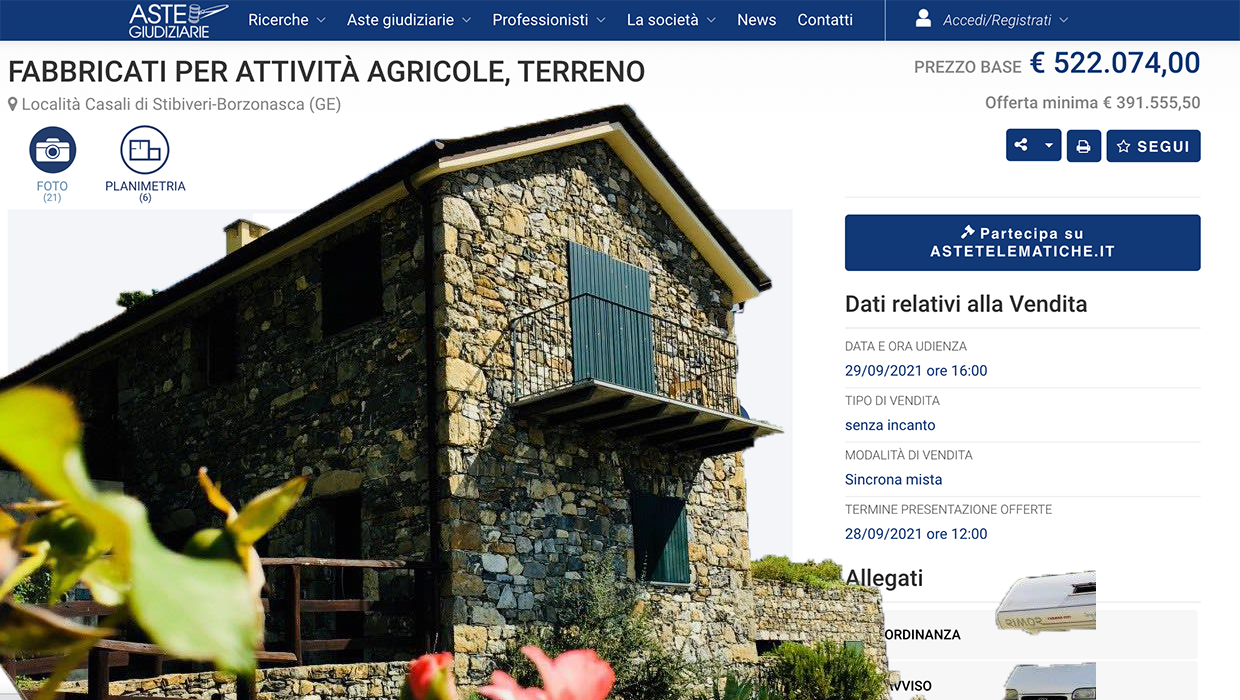 Edifici e terreni del centro Anidra, a Borzonasca, in vendita alle aste ...