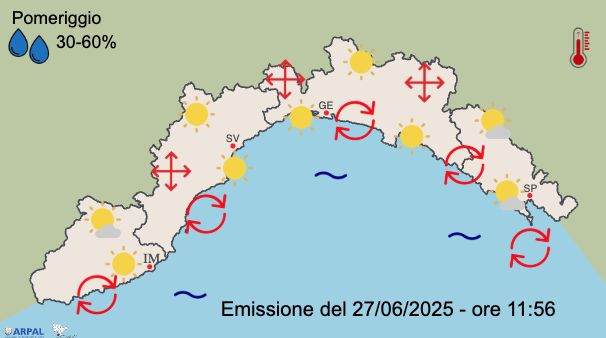 Meteo Arpal: temperature minime in deciso aumento, massime in ulteriore ...